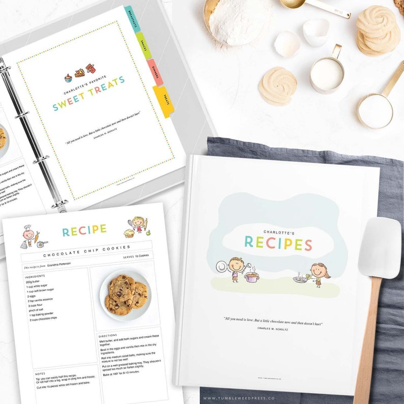Kids Recipe Binder Kit Printable, Kids Recipe Book, Fillable Recipe ...