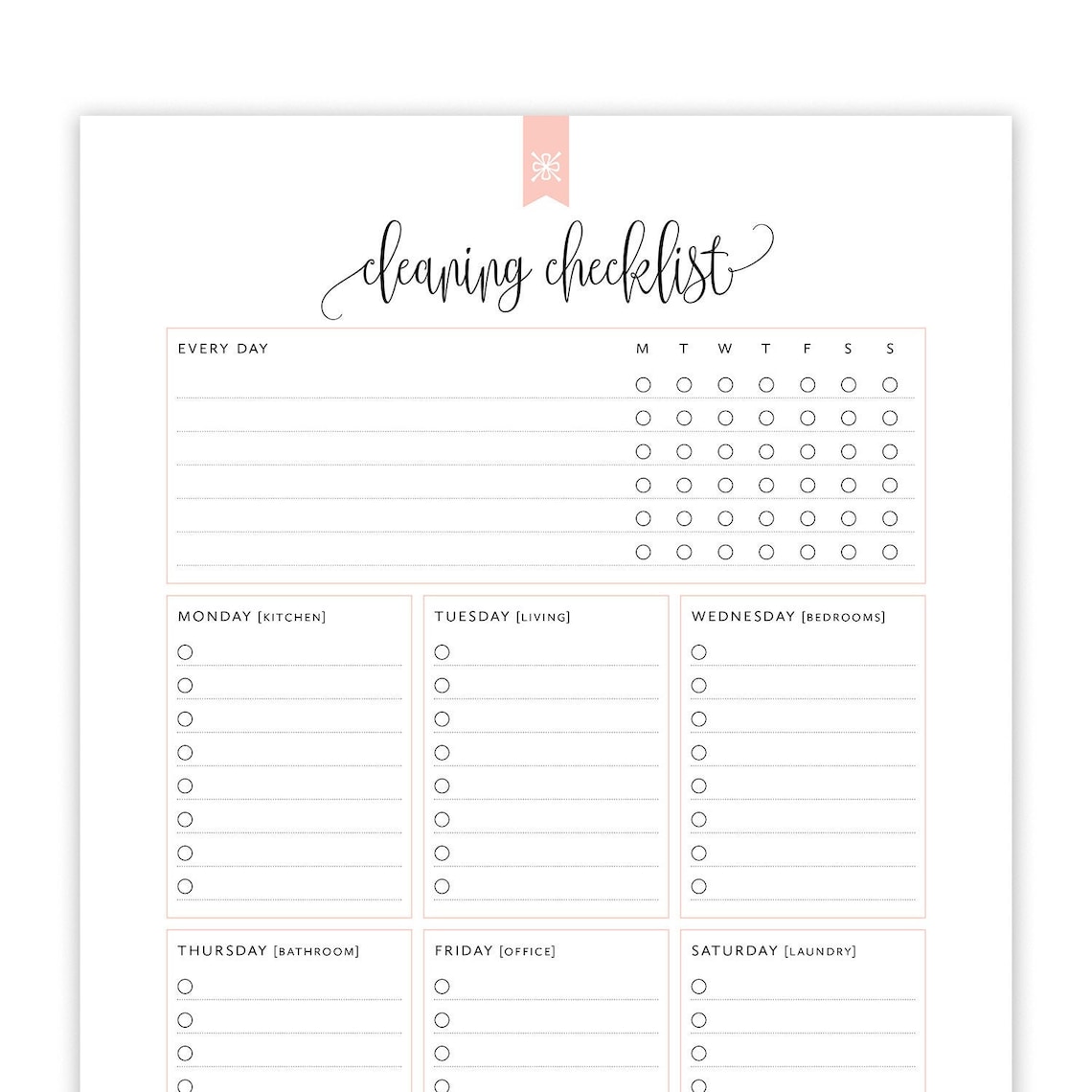 Cleaning Checklist Printable, Editable Cleaning List Printable ...