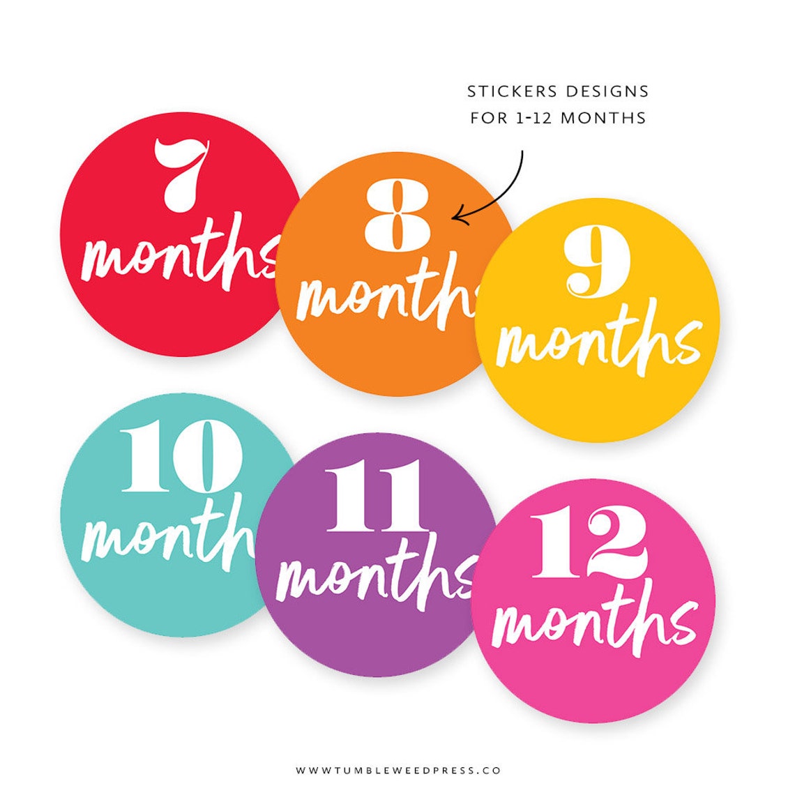 Baby Month Printable Stickers, Baby Milestone Stickers Printable, Baby ...