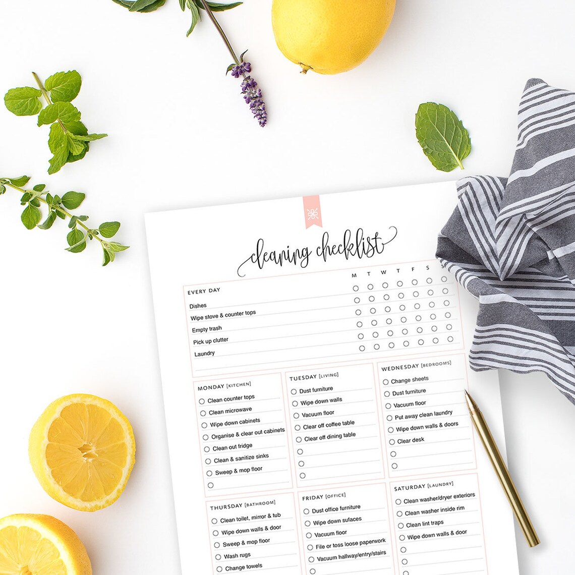 Cleaning Checklist Printable, Editable Cleaning List Printable ...