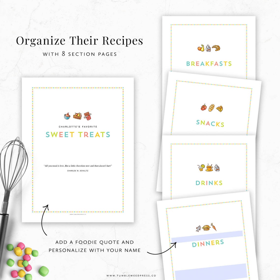 Kids Recipe Binder Kit Printable, Kids Recipe Book, Fillable Recipe ...