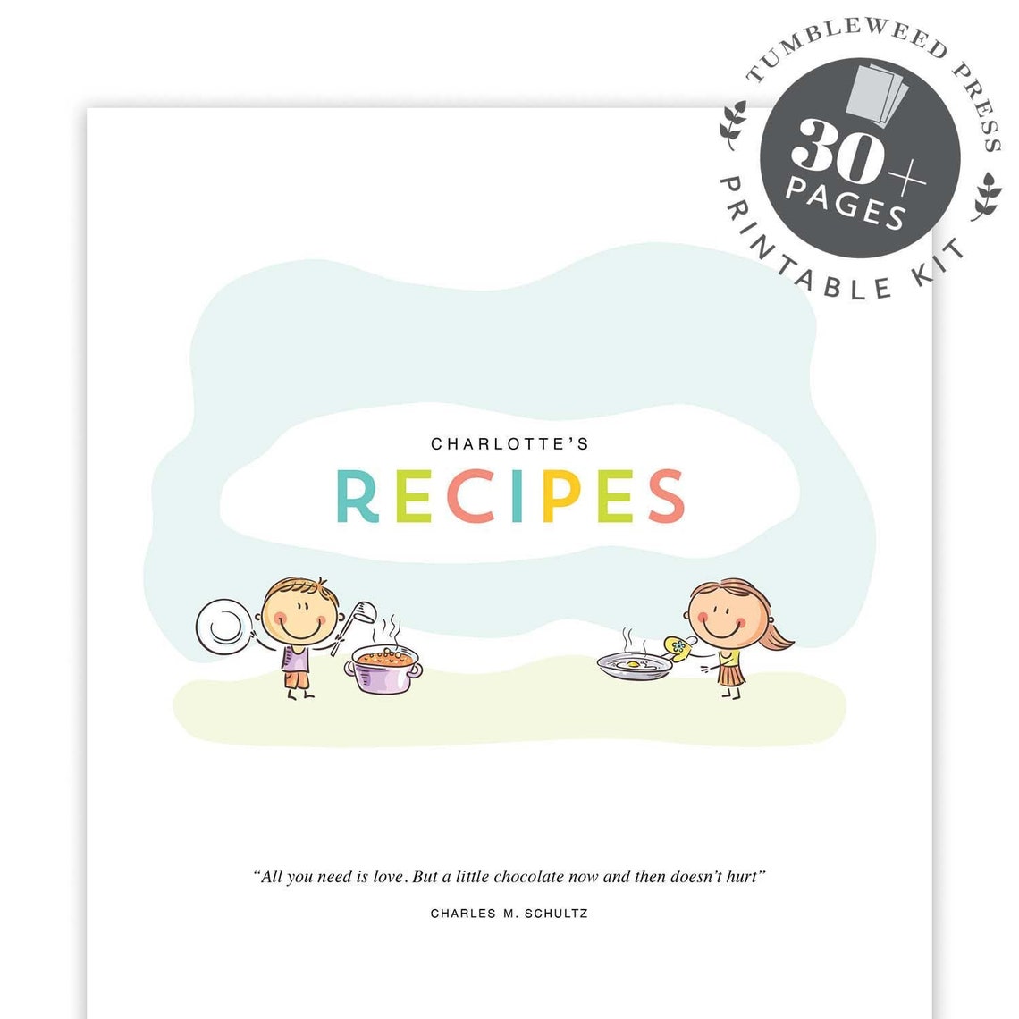 Kids Recipe Binder Kit Printable, Kids Recipe Book, Fillable Recipe ...