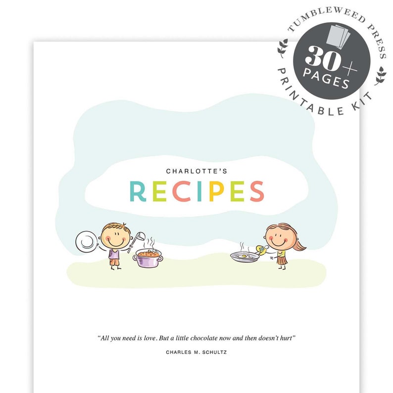 Kids Recipe Binder Kit Printable, Kids Recipe Book, Fillable Recipe ...