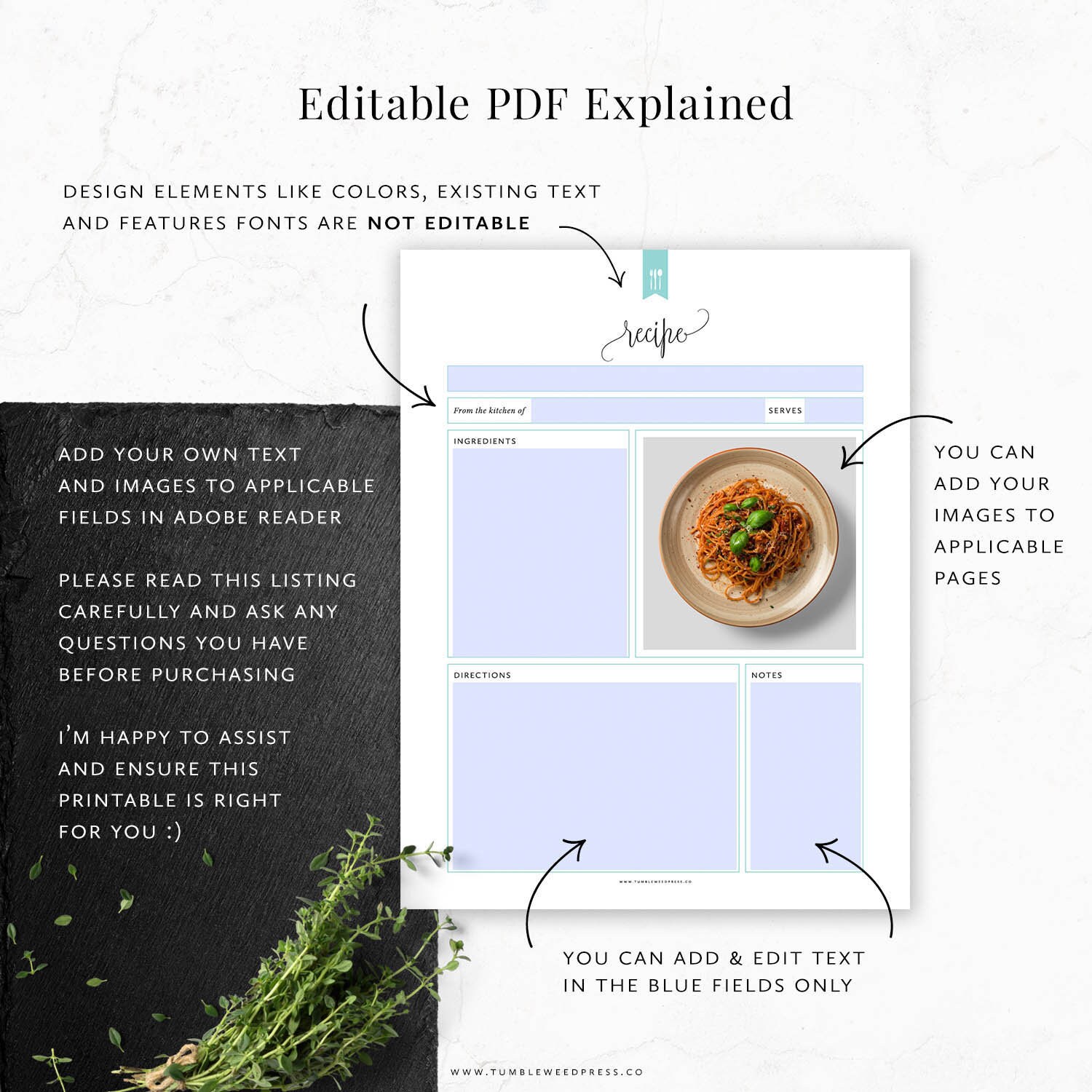 Recipe Binder Printable Kit, Recipe Binder Template, Editable Recipe ...