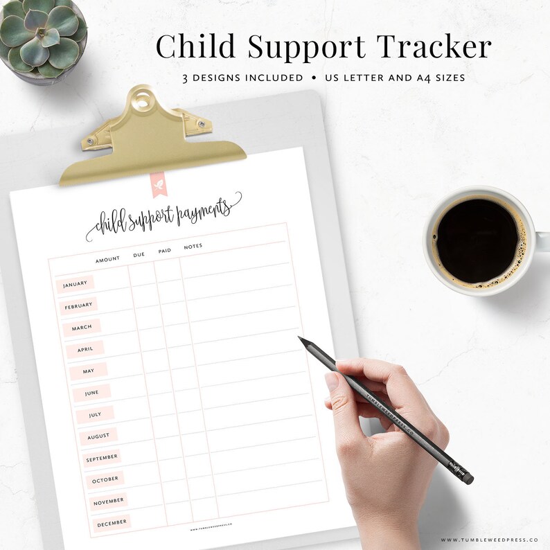 Child Support Payment Tracker Printable, Child Support Printable, PDF ...