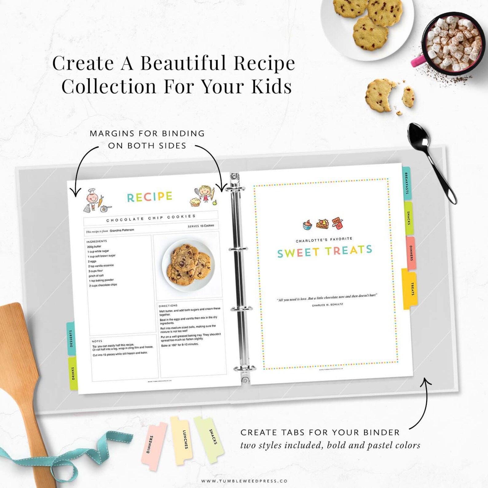 Kids Recipe Binder Kit Printable, Kids Recipe Book, Fillable Recipe ...