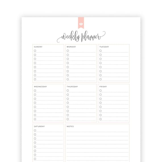 Weekly Planner Printable Printable Weekly Timetable Weekly | Etsy