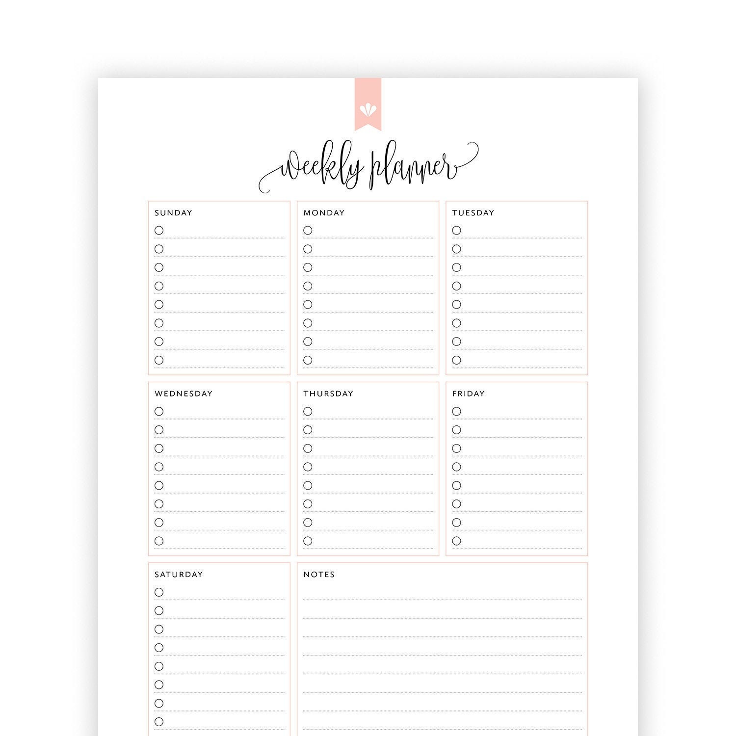 Weekly Planner Printable, Printable Weekly Timetable, Weekly Checklists ...
