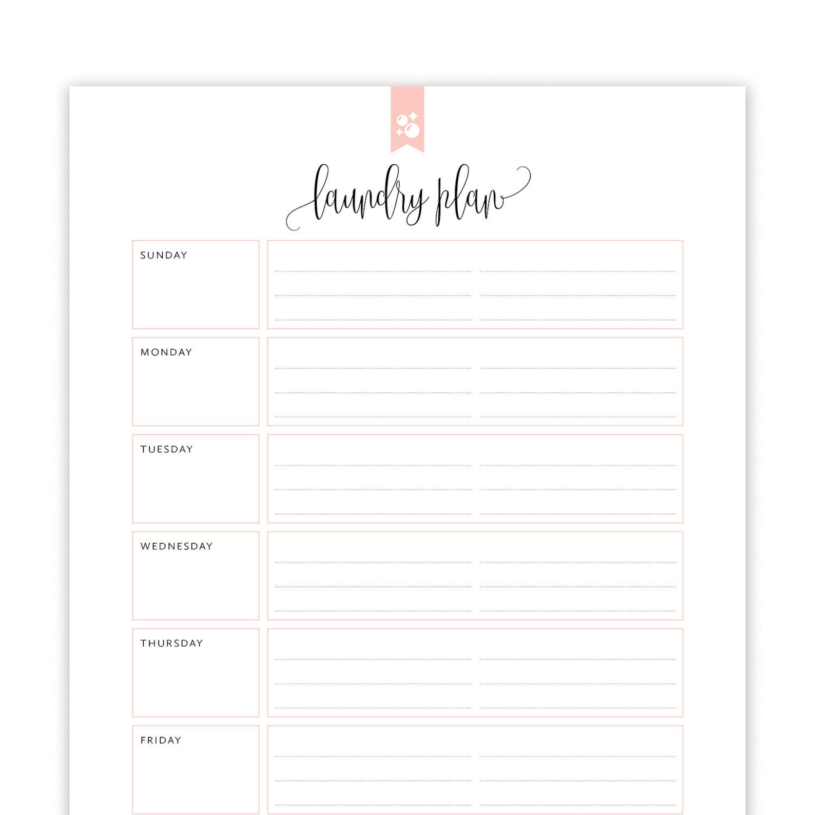 Laundry Schedule Printable, Laundry Planner Printable, Laundry Room ...