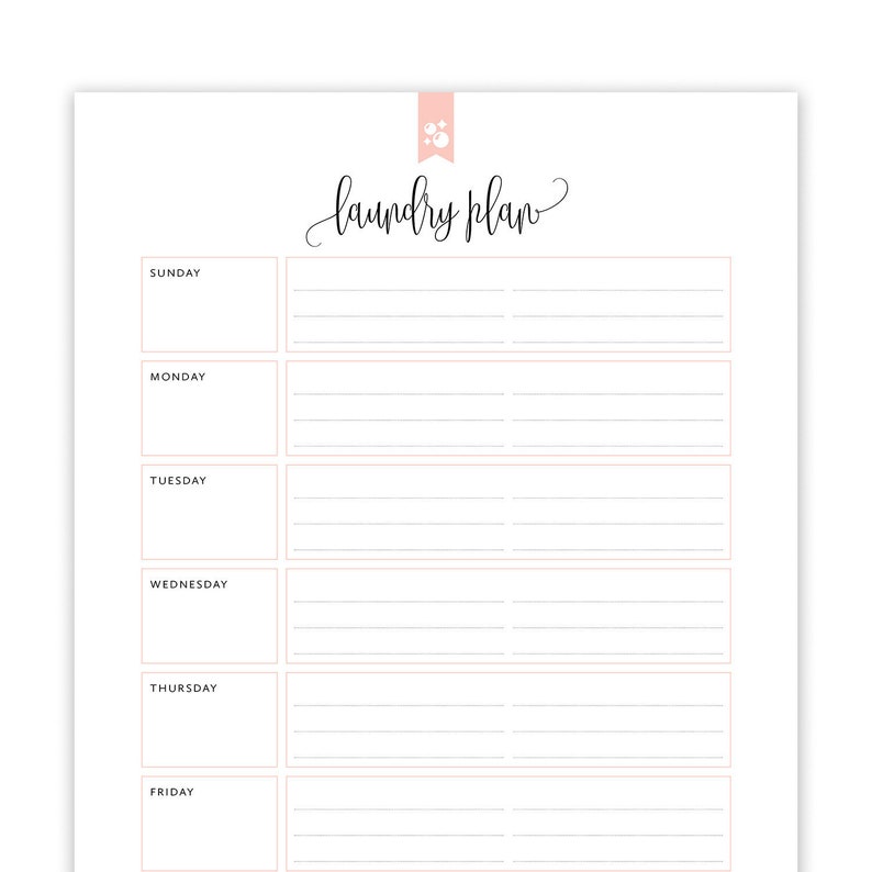 Laundry Schedule Printable, Laundry Planner Printable, Laundry Room ...