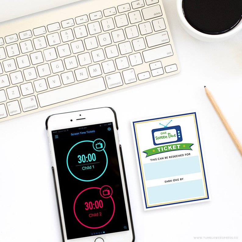 Screen Time Printable, Screen Time Ticket, Technology Tickets, Kids ...