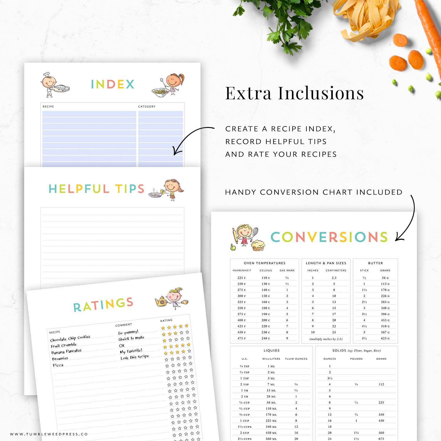 Kids Recipe Binder Kit Printable, Kids Recipe Book, Fillable Recipe ...