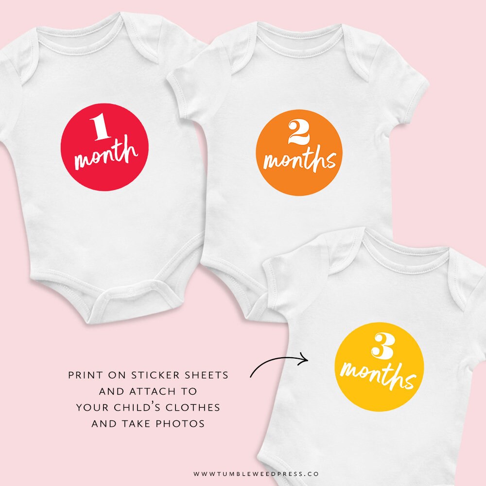 Baby Month Printable Stickers, Baby Milestone Stickers Printable, Baby ...