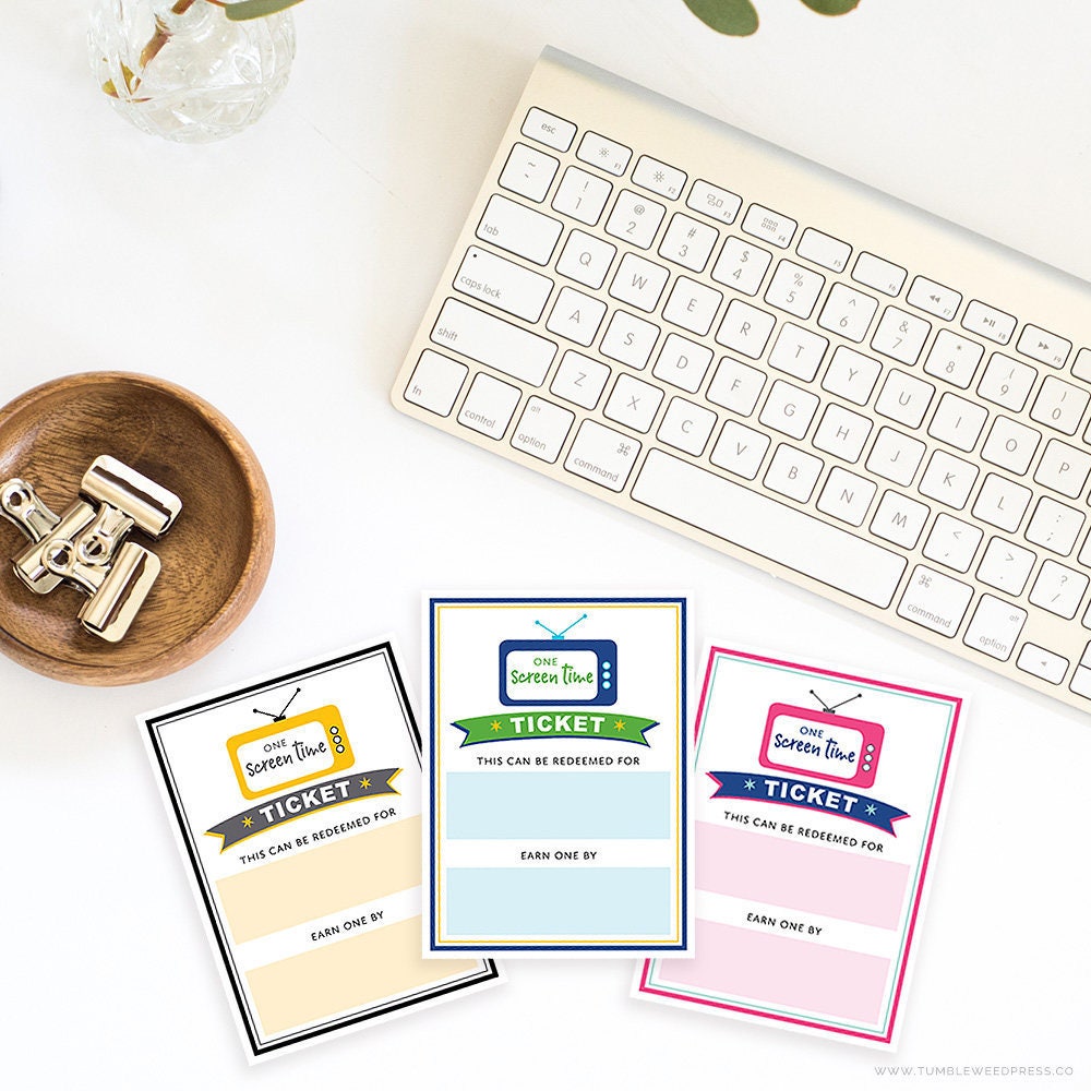 Screen Time Printable, Screen Time Ticket, Technology Tickets, Kids ...