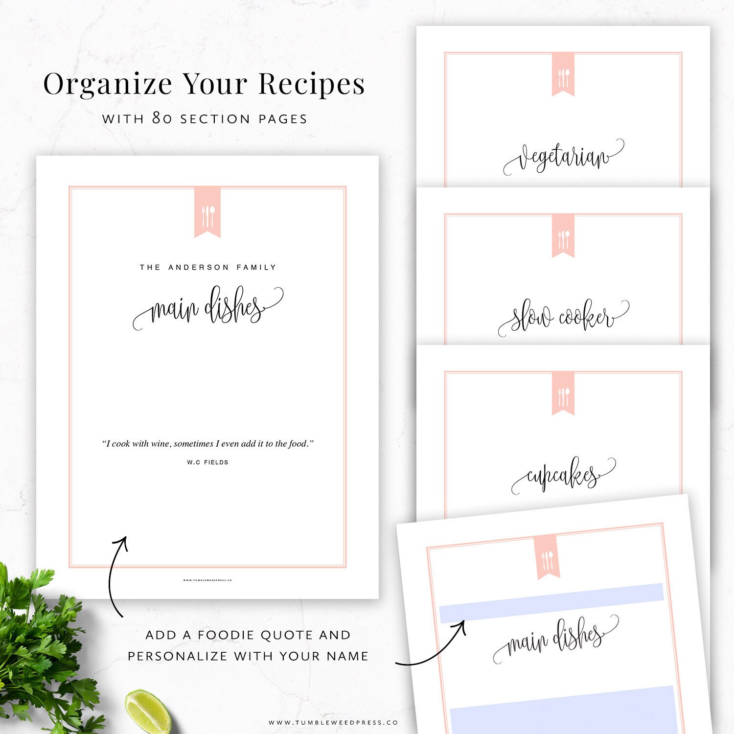 Meal Planning Printable BUNDLE, Editable Meal Planner, Recipe Binder ...