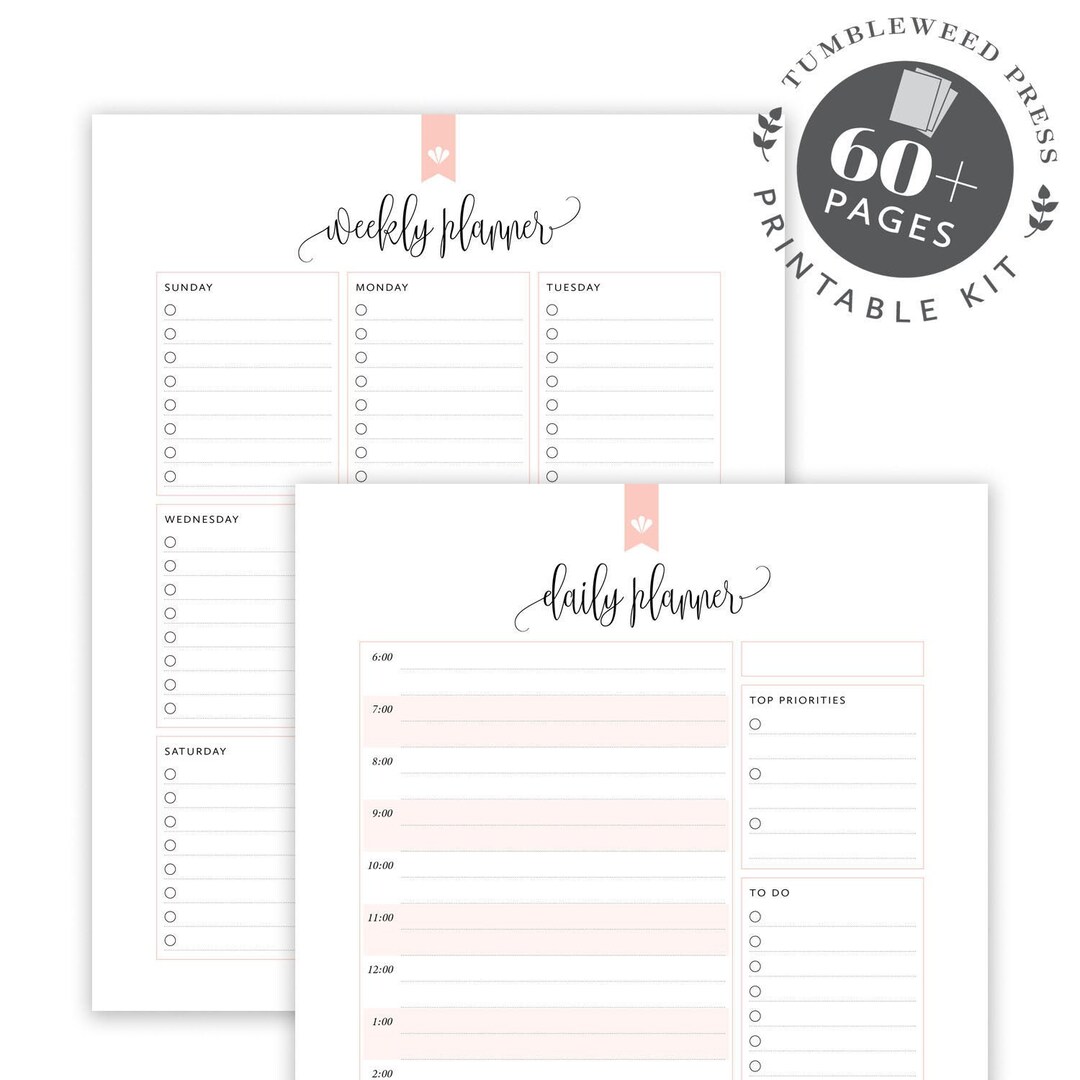 Planner Pack, Daily Planner Printable, Monthly Calendar, Weekly Planner ...