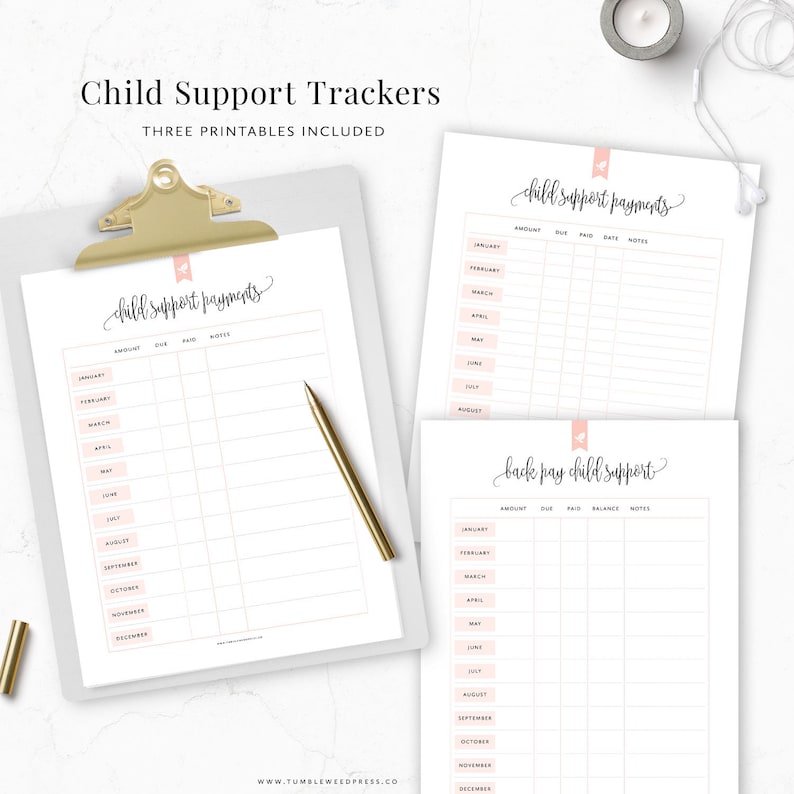Child Support Payment Tracker Printable, Child Support Printable, PDF ...