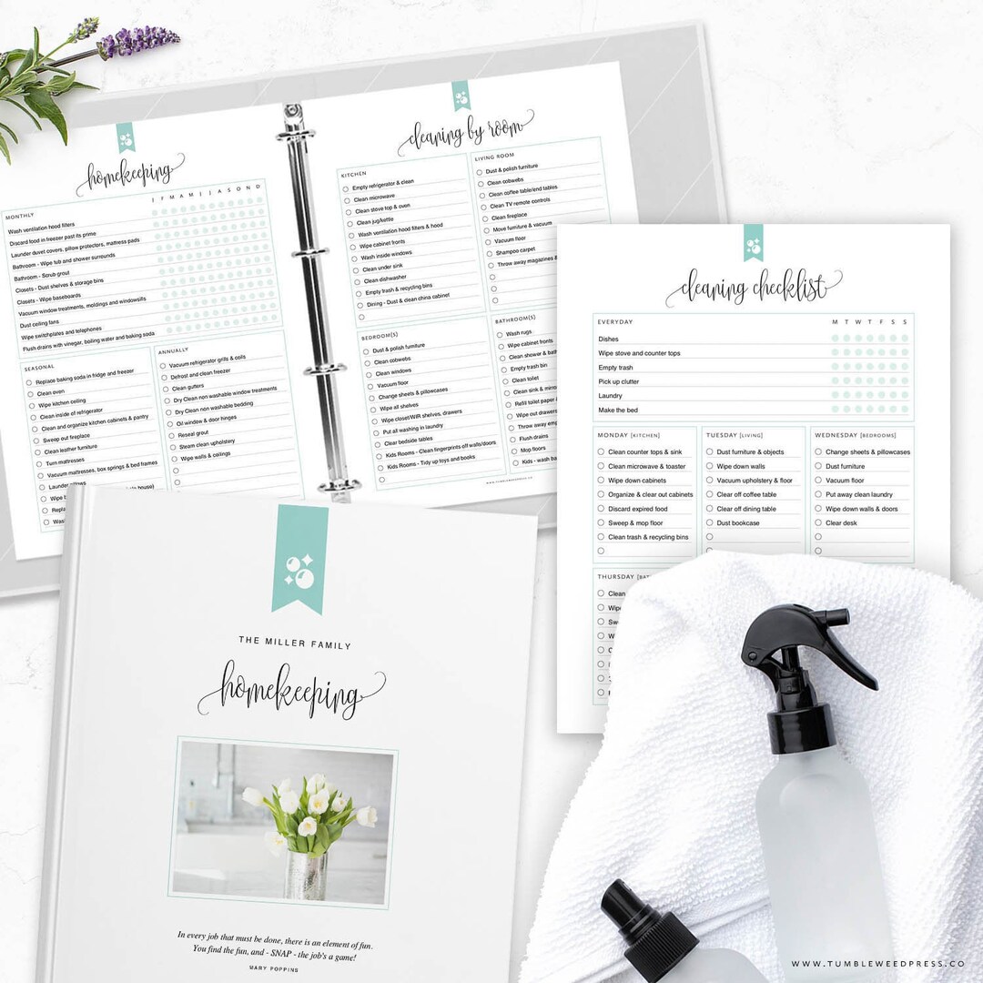 Cleaning Binder Kit Printable, Editable Cleaning Checklist Printable ...