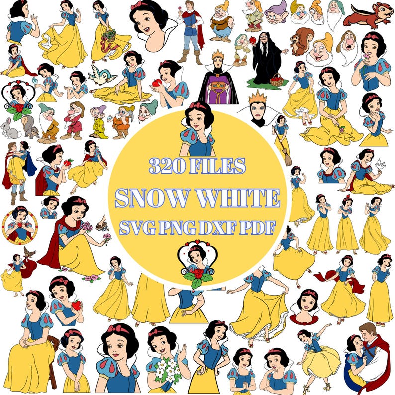 Snow White SVG Bundle: Disney Princess Clipart, Cricut Files (digital ...
