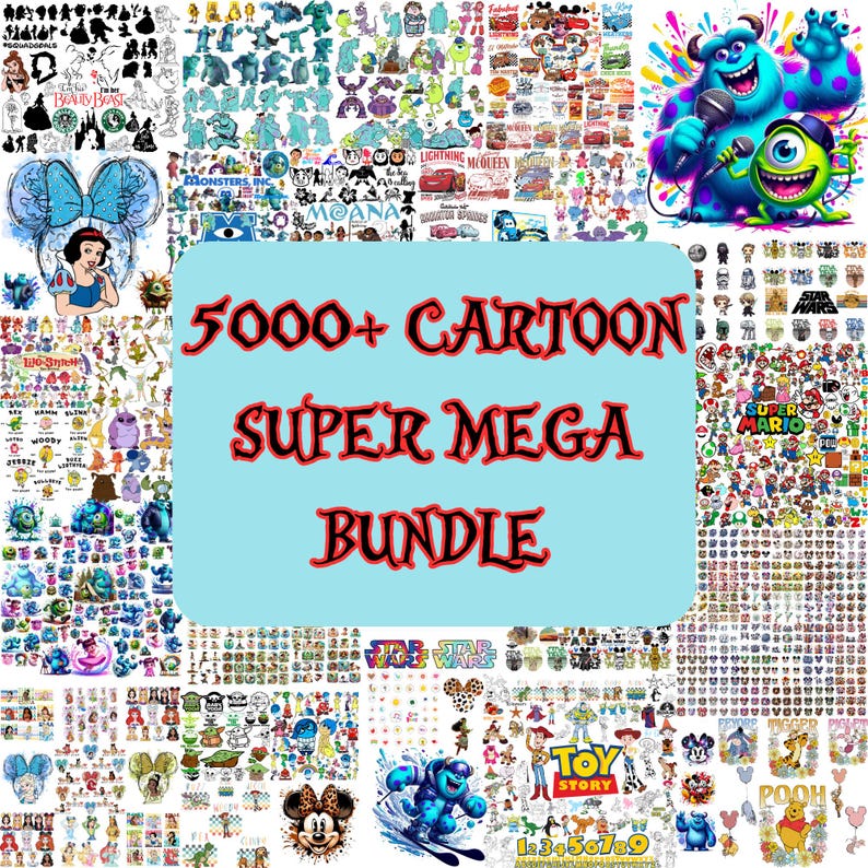 Super Mega Disney Bundle - 5000+ PNG SVG DTF Designs | Mickey, Minnie ...