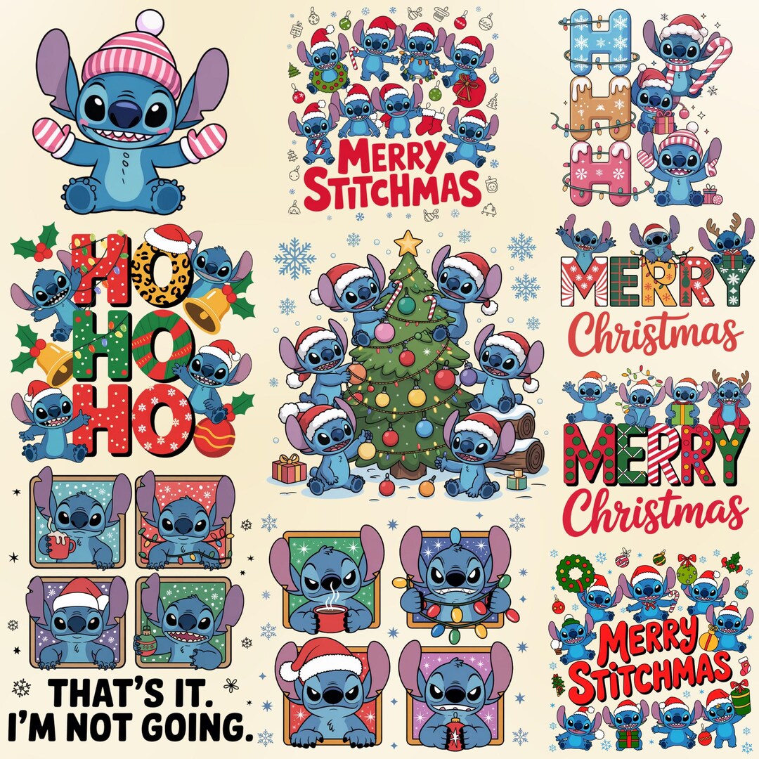 Stitch Christmas PNG Bundle, Merry Stitchmas Clipart, Cute Lilo and ...