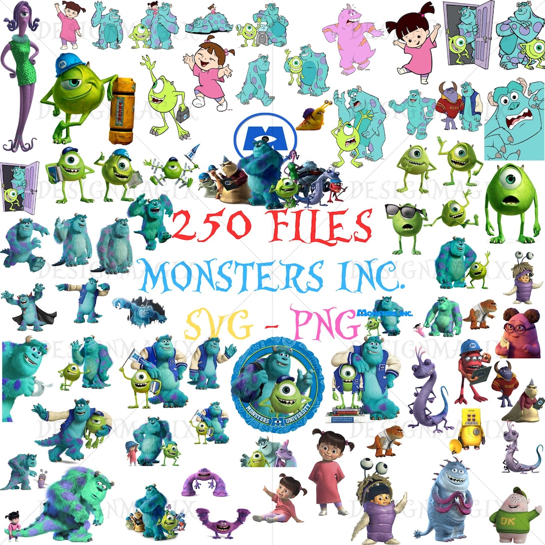 Monsters Inc Clipart Bundle: SVG, PNG Files + Fonts (TTF) (instant ...