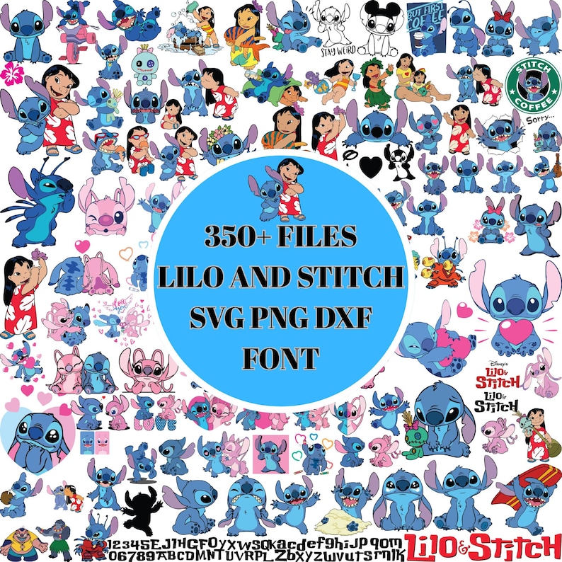 300+ Stitch, Lilo and Stitch SVG PNG Bundle, Disney Character Clipart ...