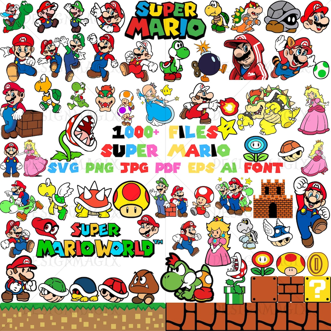Super Mario SVG Bundle, Mario Cut Files, Mario Clipart, Super Mario ...