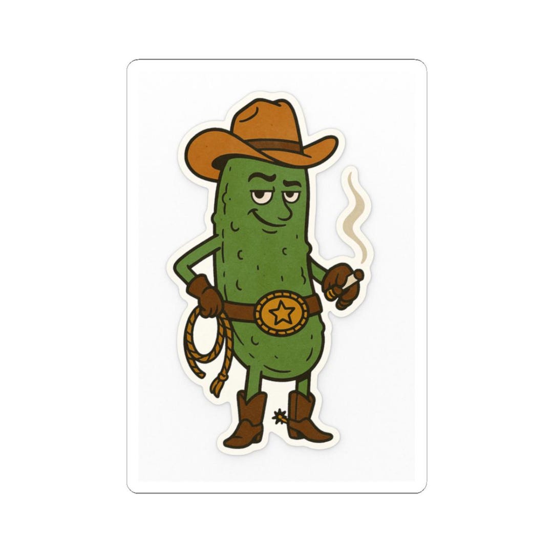 Dillon the Cowboy Pickle Saddle & Brine Kisscut Sticker Spicy Western ...