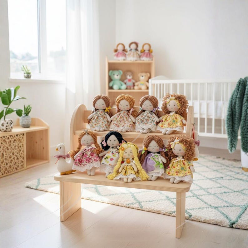 Handmade Linen Mini Rag Doll With Floral Dress: Waldorf-inspired Toy 6 ...