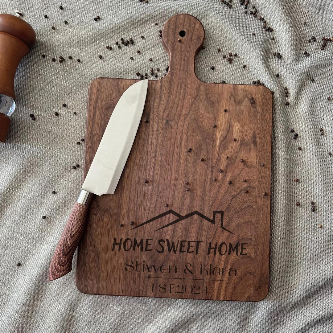 Custom Engraved Cutting Board, Walnut Housewarming Gift, Personalized ...