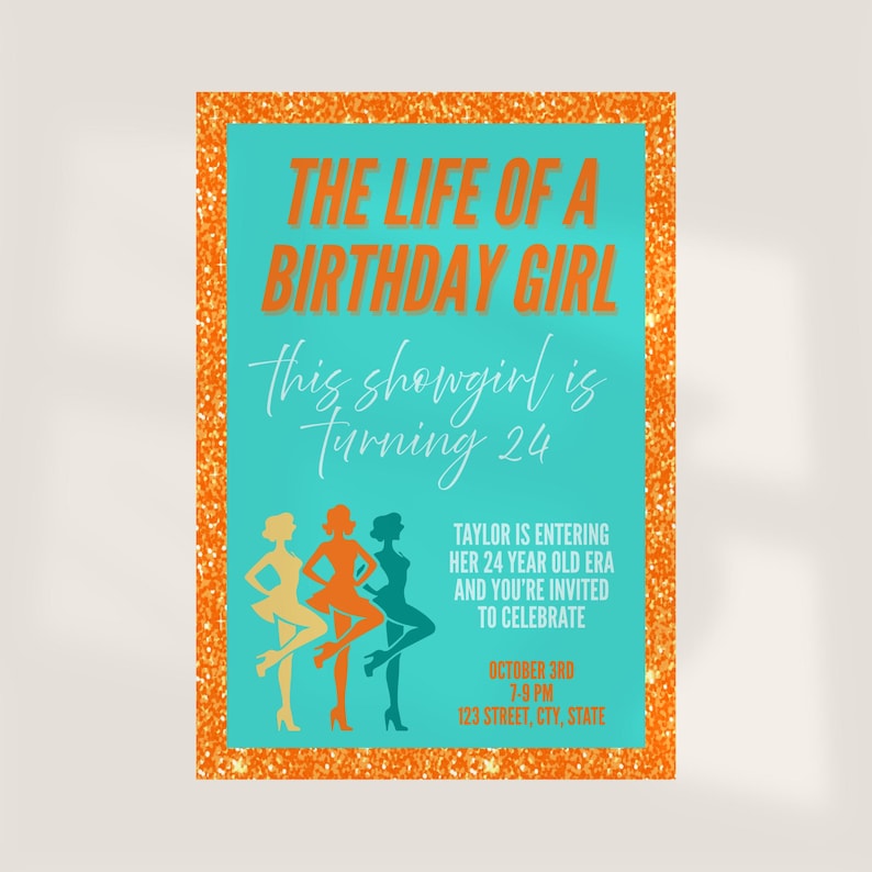The Life of A Showgirl Birthday Invitation: Swiftie Theme, Editable ...