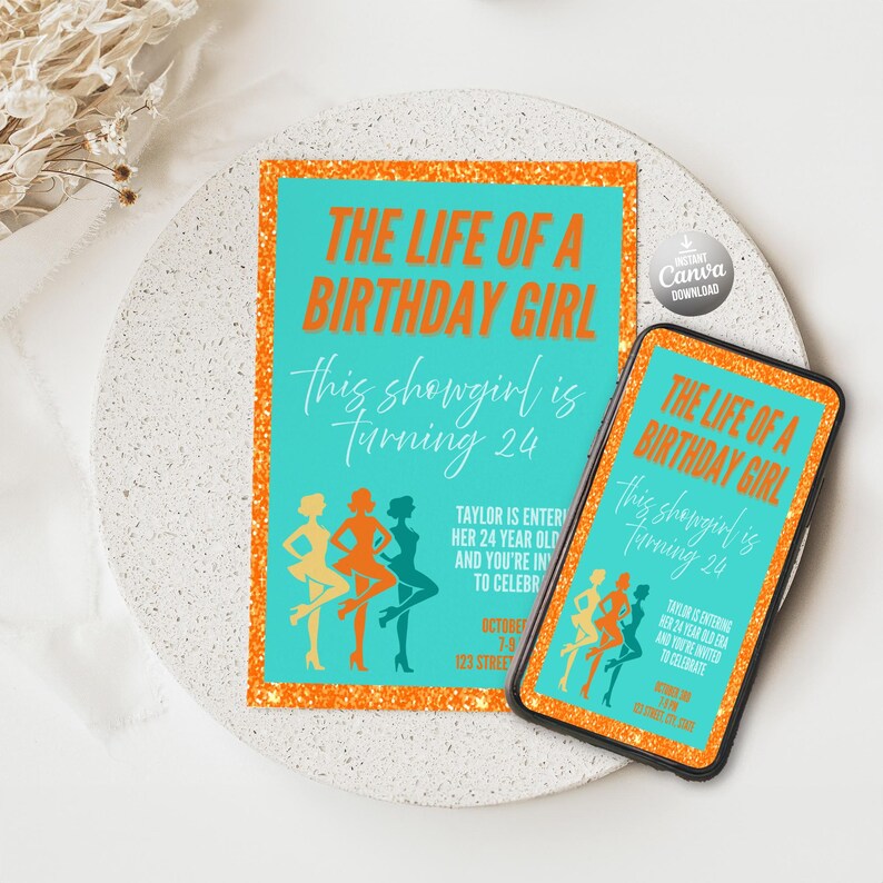 The Life of A Showgirl Birthday Invitation: Swiftie Theme, Editable ...