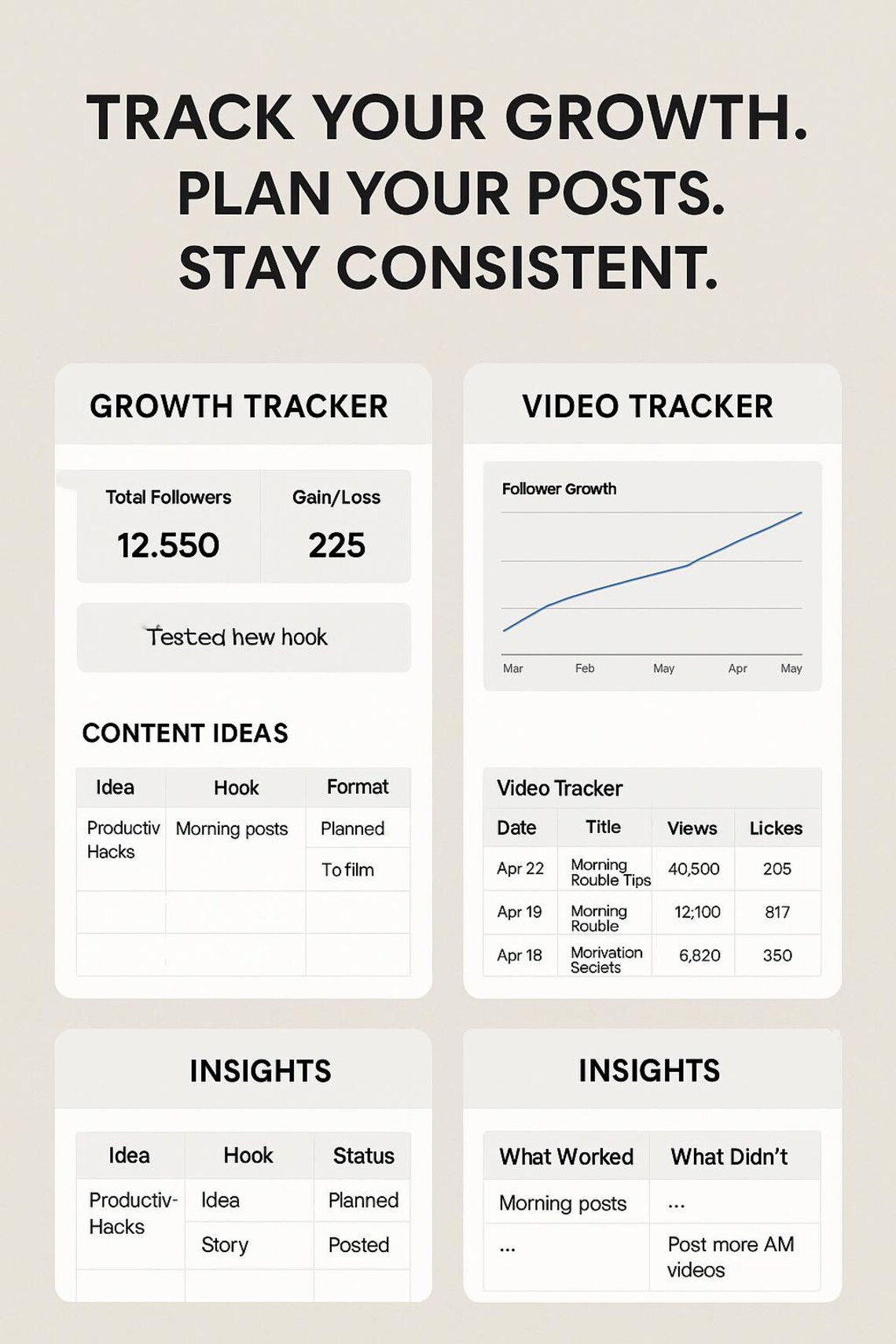 Tiktok Growth Google Sheets Tracker - Etsy