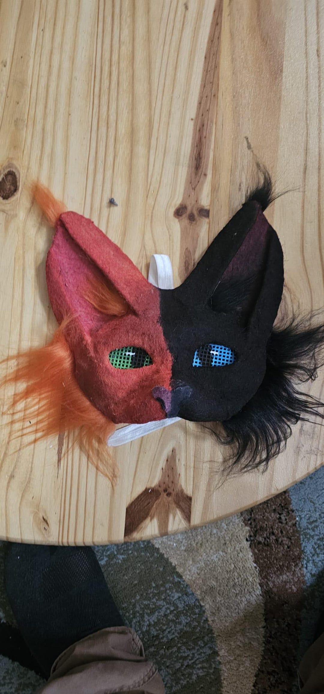 Handmade Red & Black Chimera Cat Mask - Etsy