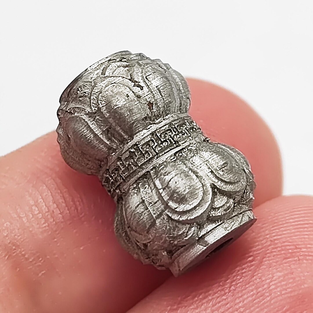 Natural Meteorite Carving Double-sided Lotus Bucket Beads ...