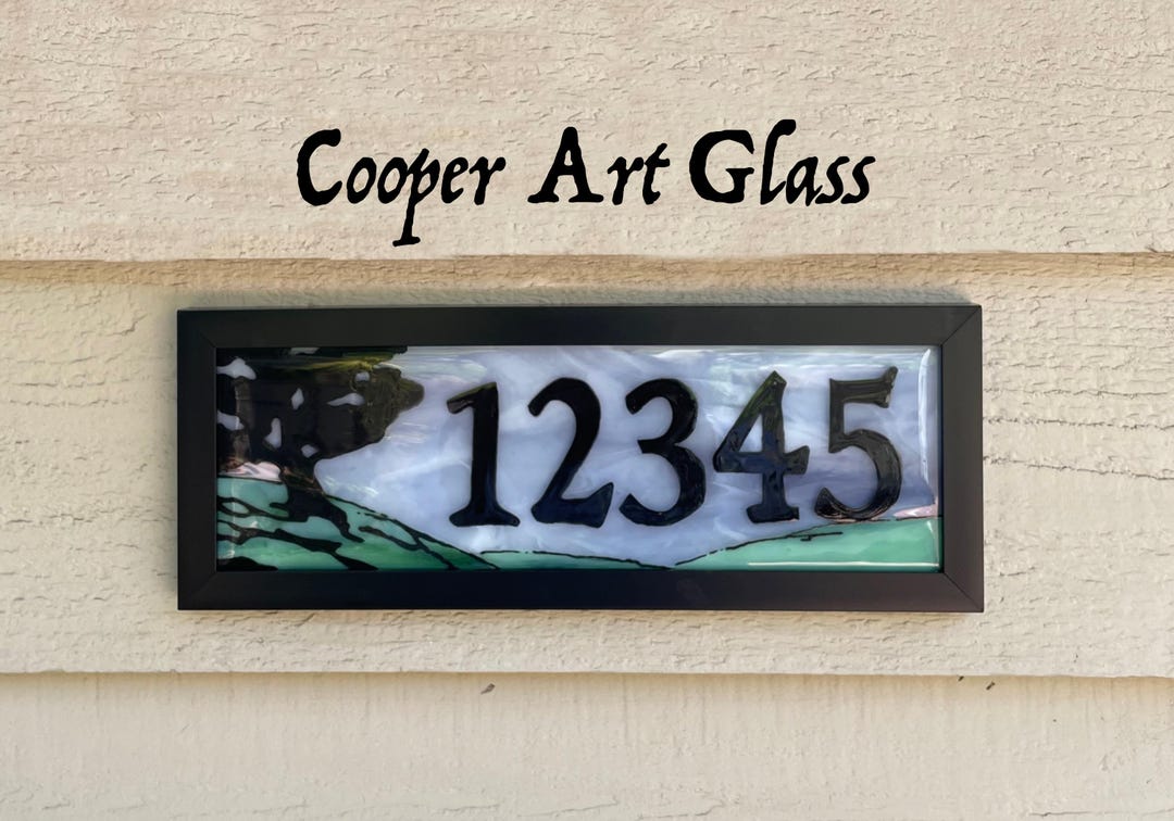 Personalized Address Sign, Fused Glass, Framed, Craftsman Mission Style ...