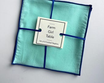 Handmade Radish Cocktail Napkins With Blue Border, Set of 4 - Etsy