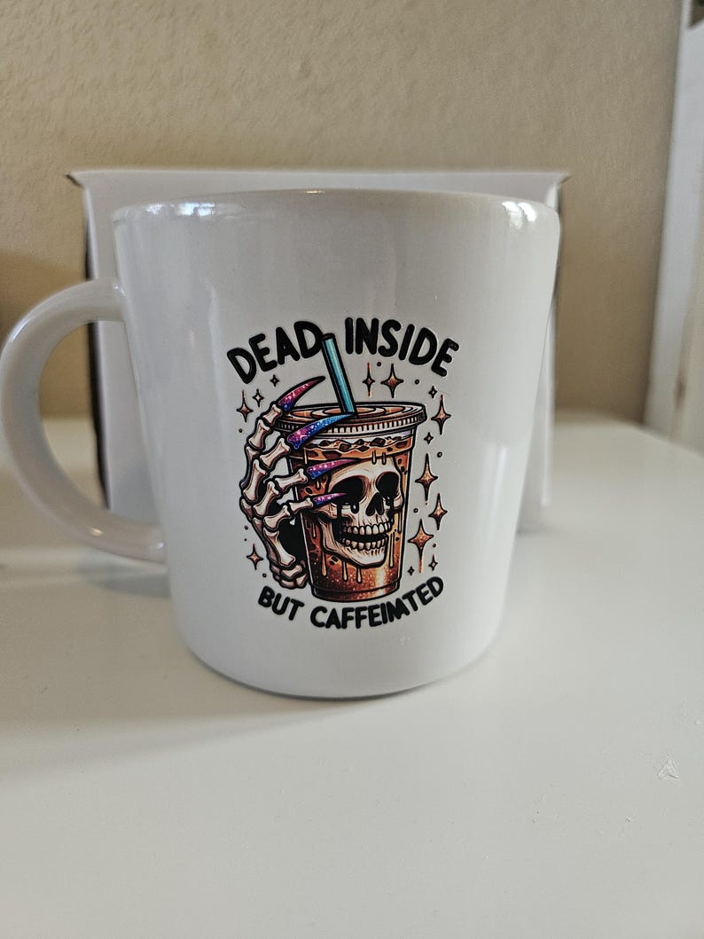 Dead Inside but Caffeinated Mug | Funny Goth Coffee Lover Gift ...