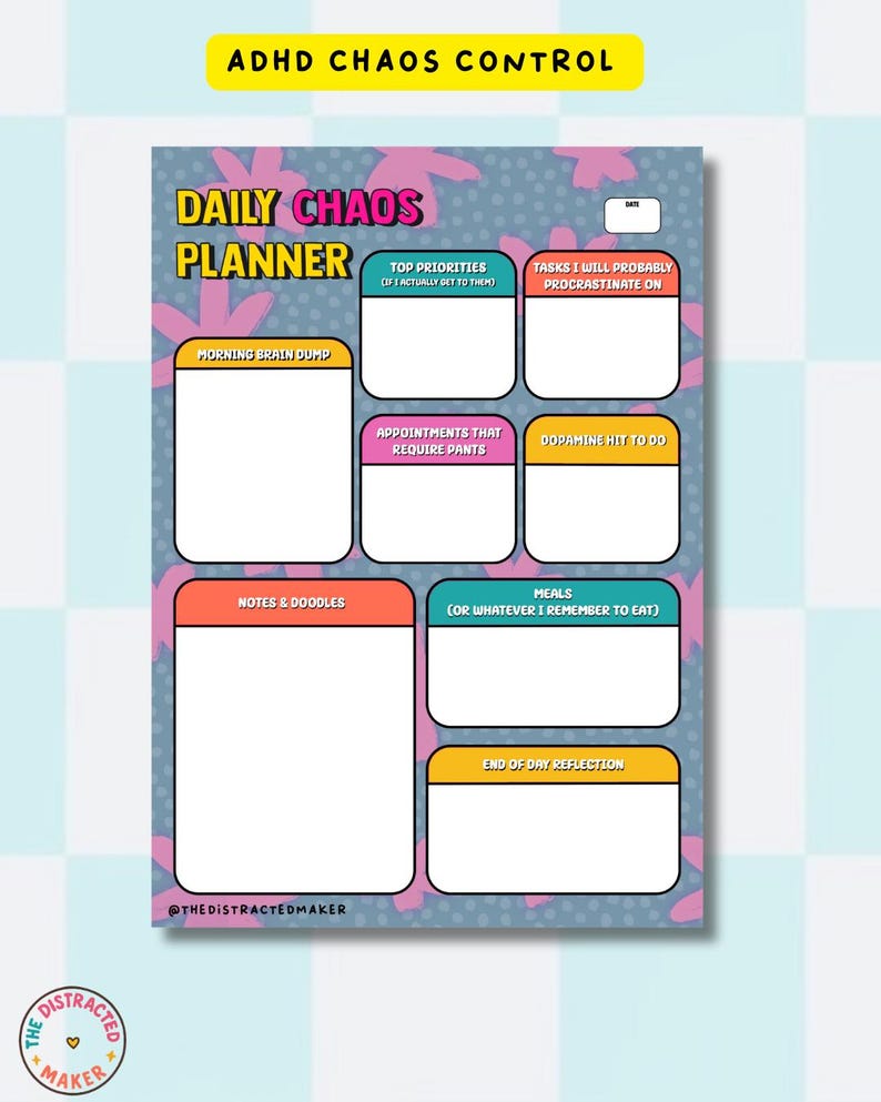Daily Chaos Planner Printable | ADHD Daily Planner for Busy Mums ...