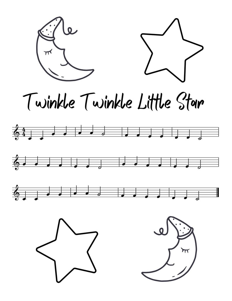 Twinkle Twinkle Little Star Sheet Music for Kids | Beginner Piano ...