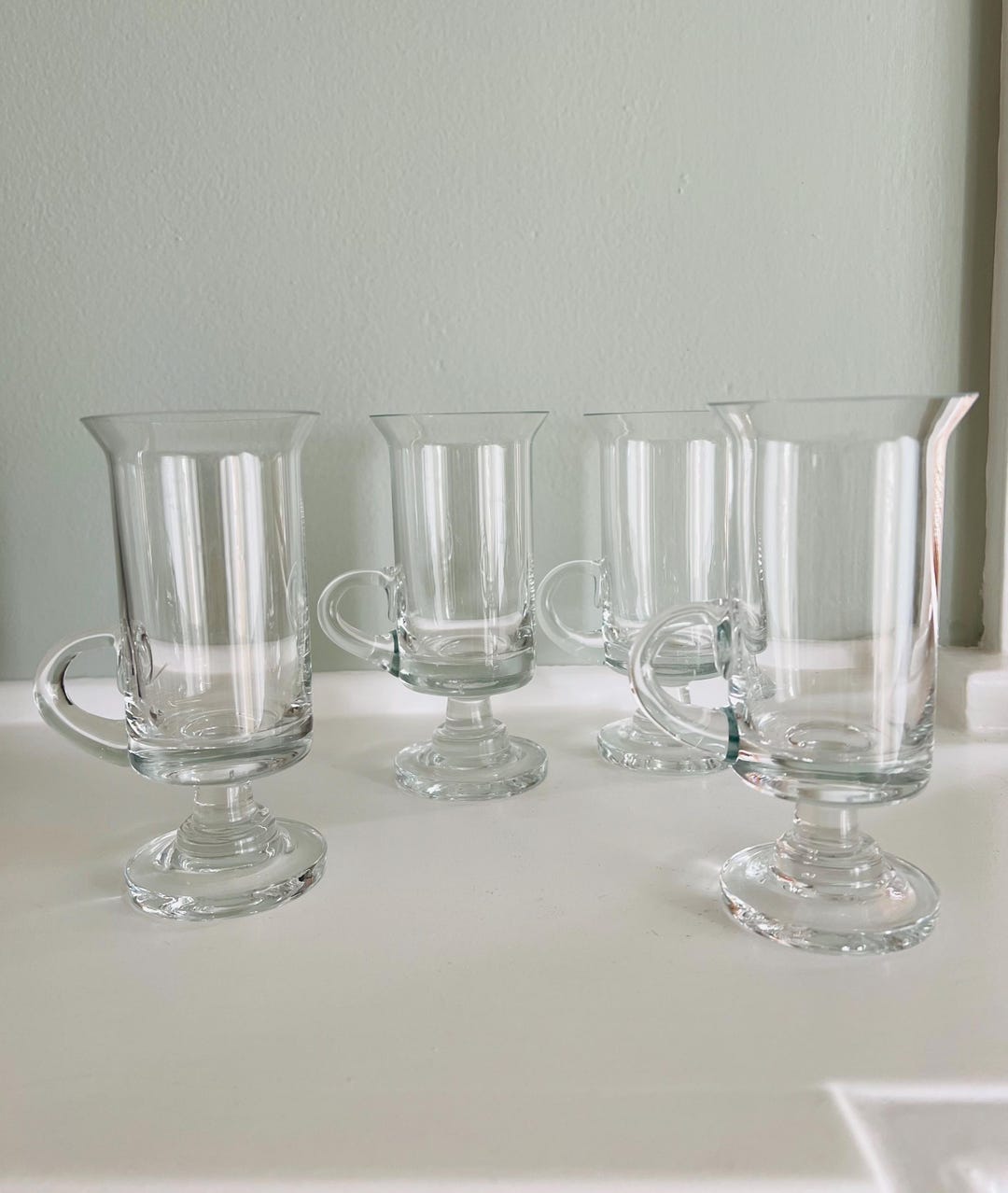Knobler Romania Crystal Footed/pedestal Irish Coffee Mugs With Flared ...