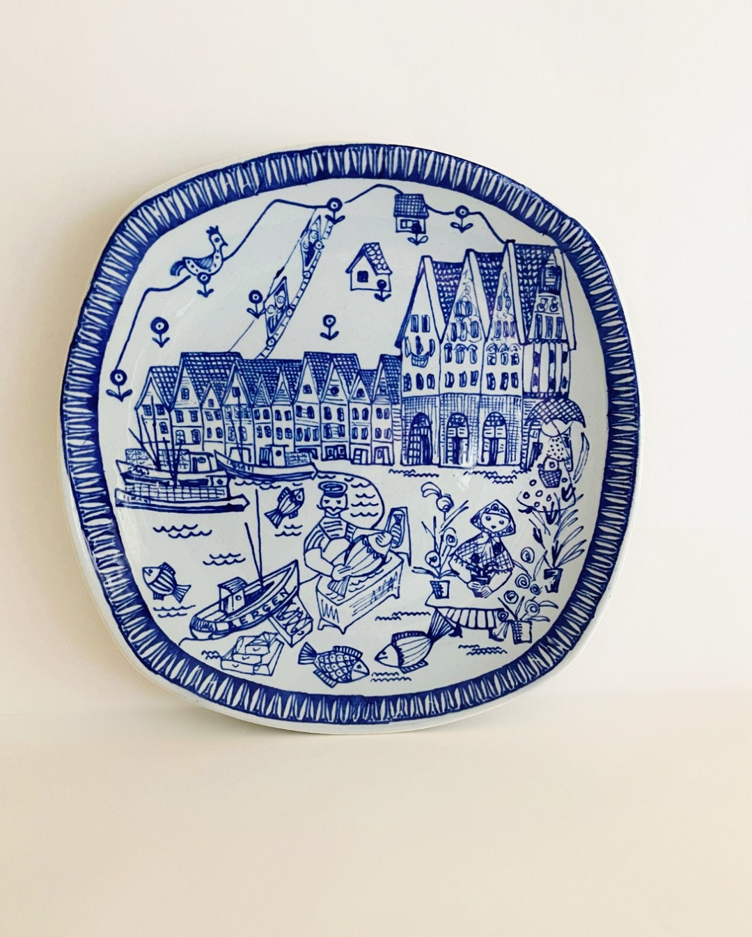 Stavangerflint Kari Nyquist Wall Plate of Bergen Norway, Fishing ...