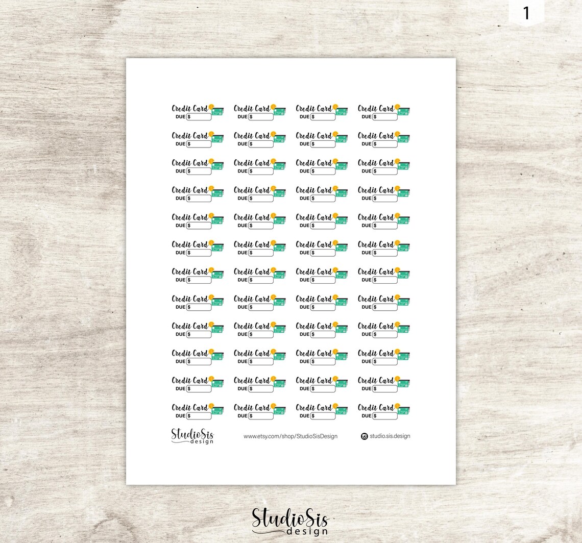 Credit Card, Printable Planner Stickers, Bullet Journal Stickers, Erin ...