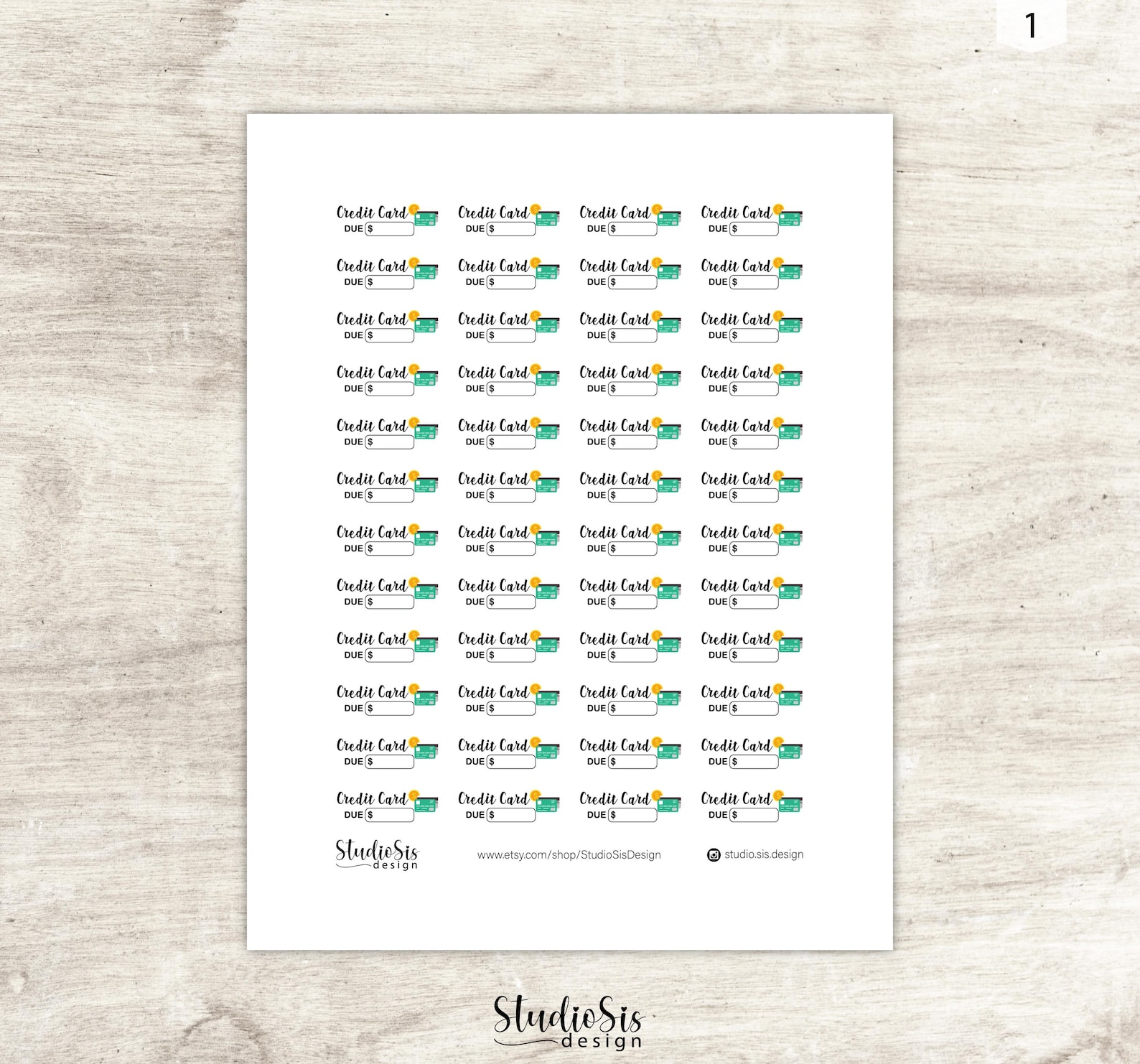 Credit Card, Printable Planner Stickers, Bullet Journal Stickers, Erin ...