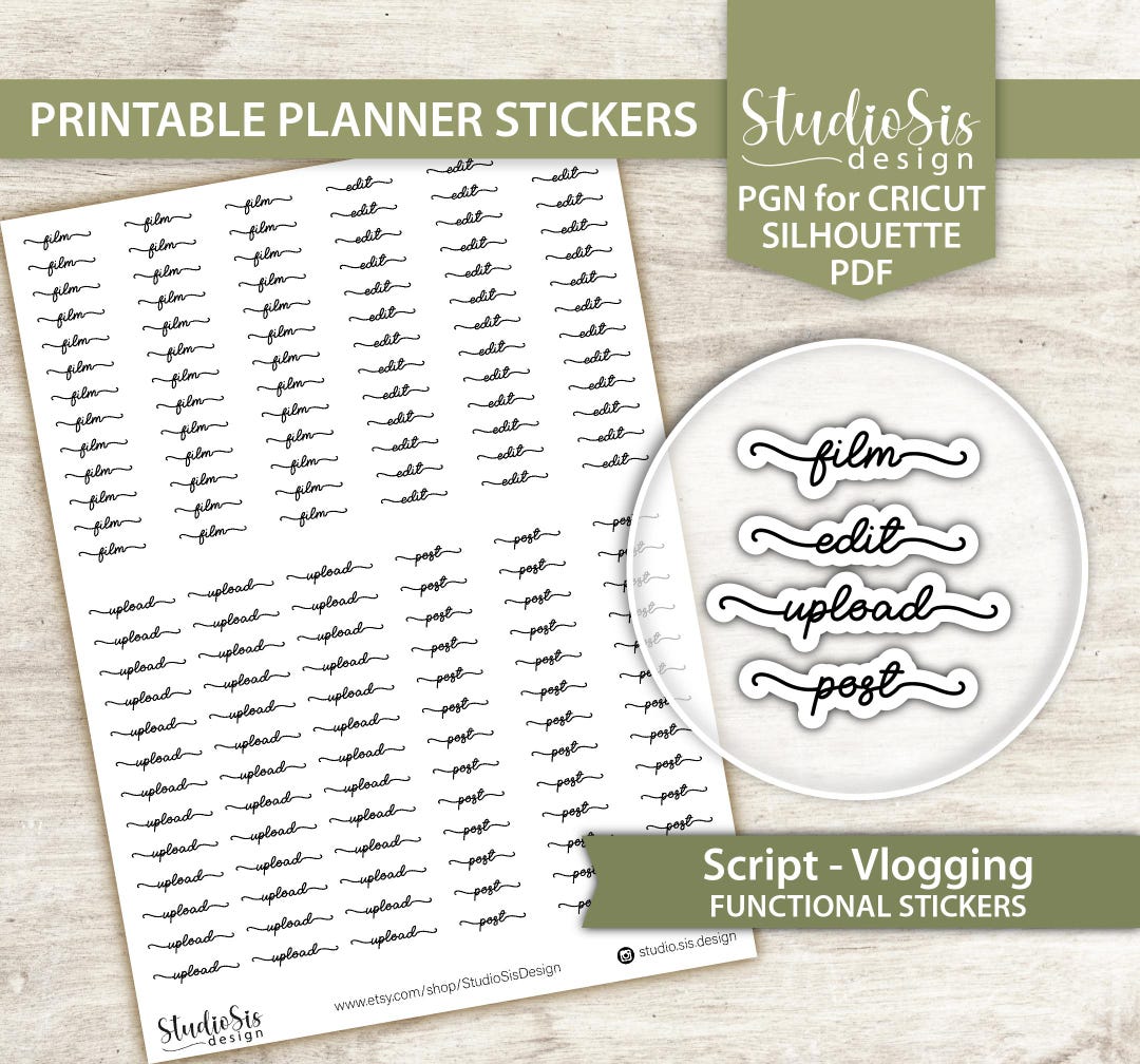 Vlogging, Printable Planner Stickers, Bullet Journal, Erin Condren ...