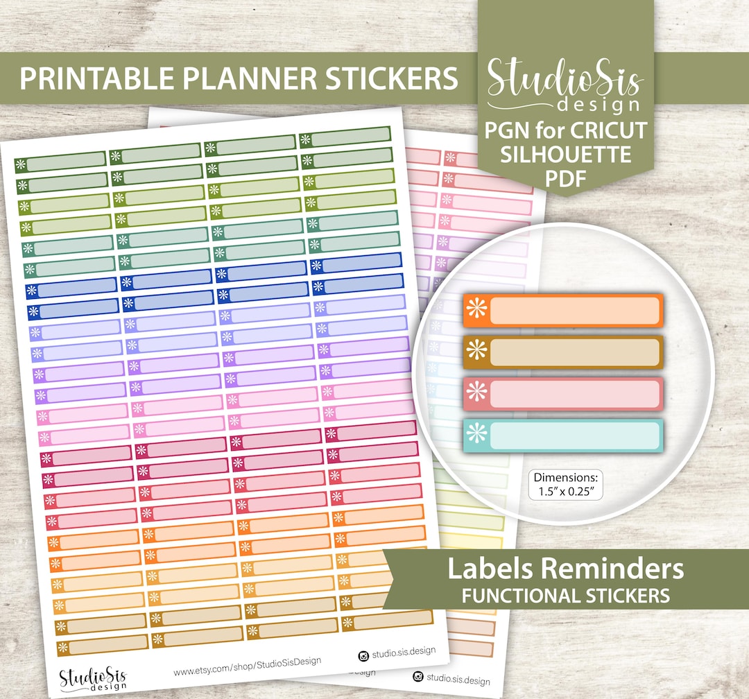 Printable Planner Label Stickers, Functional Reminders (digital ...
