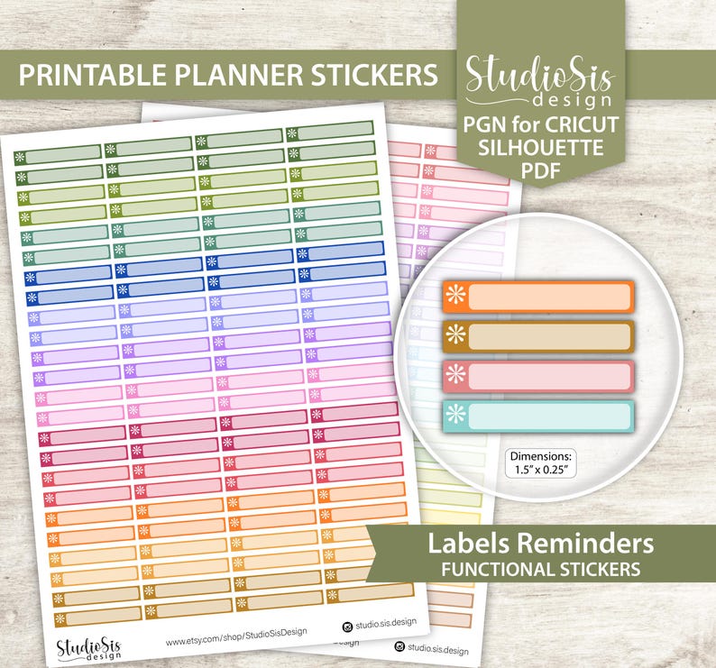 Printable Planner Label Stickers, Functional Reminders (digital ...