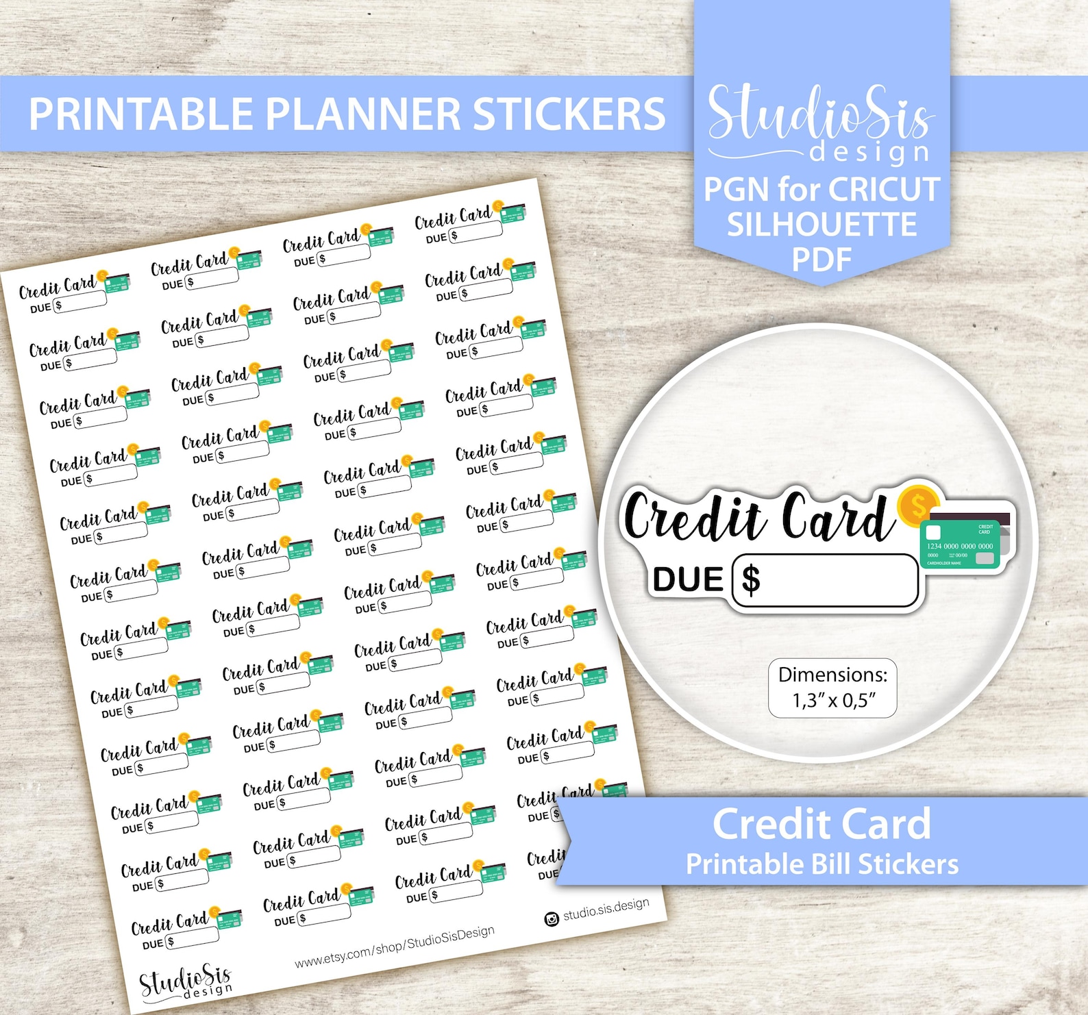 Credit Card, Printable Planner Stickers, Bullet Journal Stickers, Erin ...