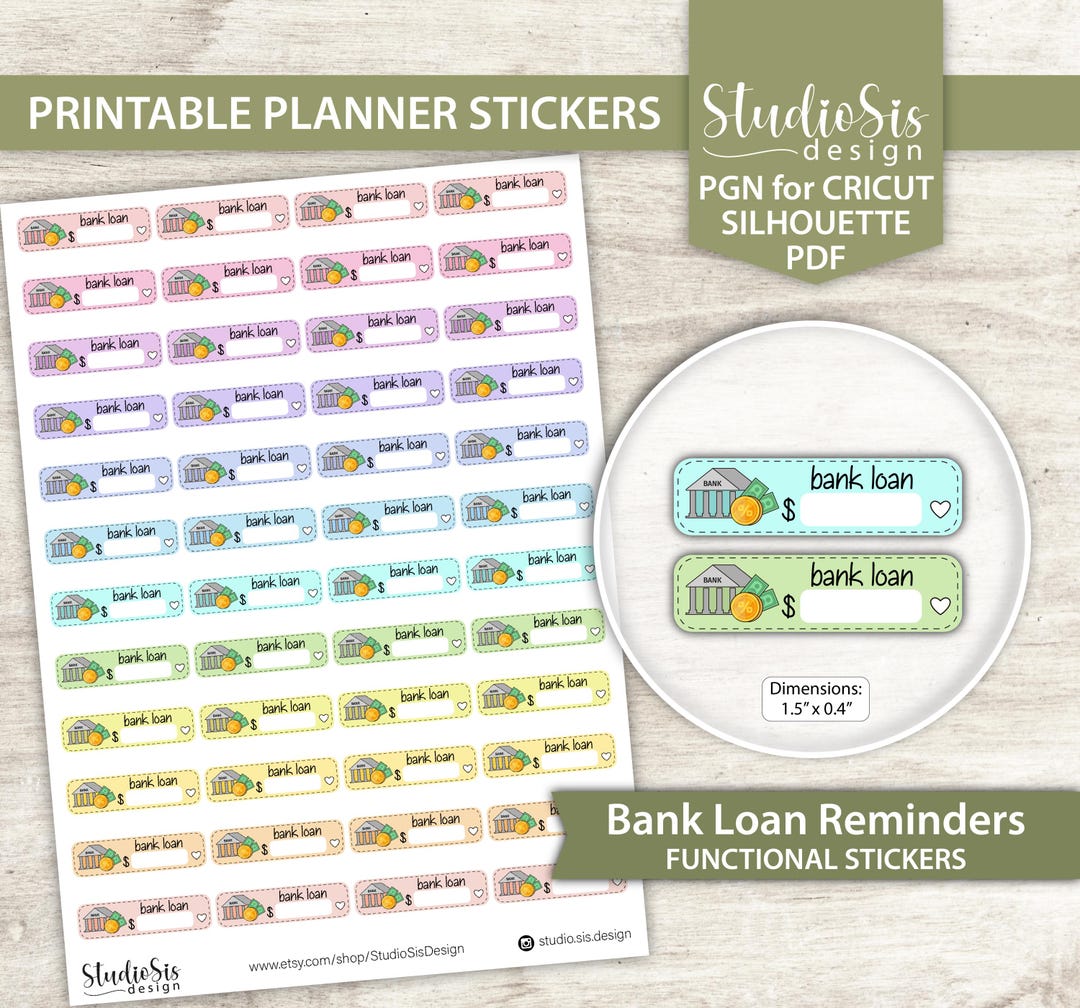 Bank Loan, Printable Planner Stickers, Bullet Journal, Erin Condren ...
